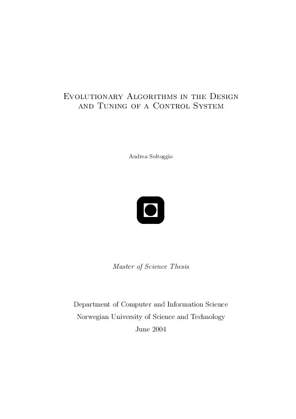 (PDF) Evolutionary Algorithms in the Design and Tuning of a Control System