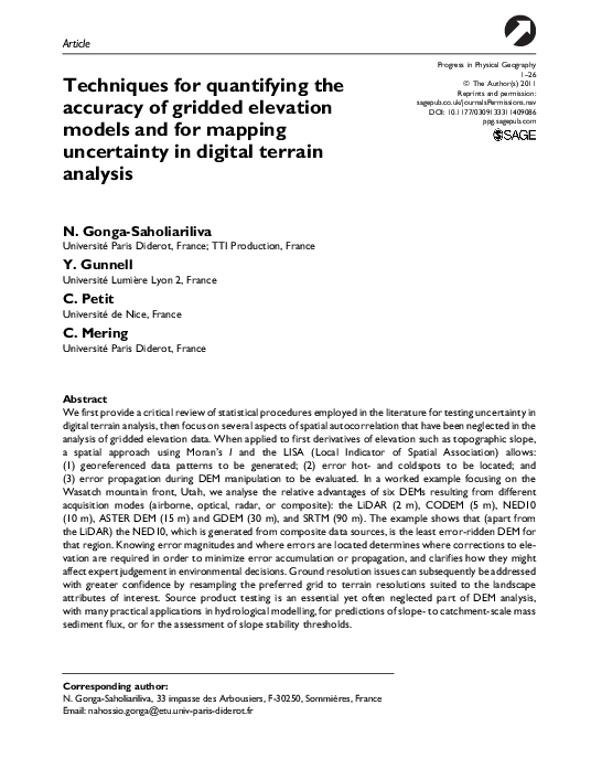 (PDF) Techniques for quantifying the accuracy of gridded elevation ...