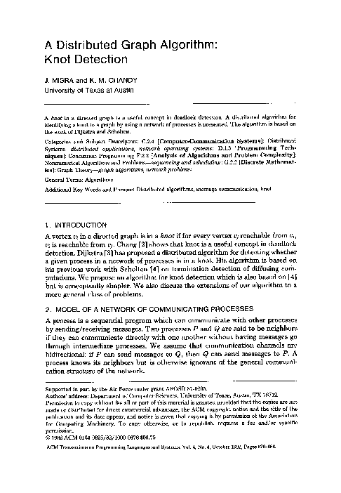 (PDF) A Distributed Graph Algorithm: Knot Detection