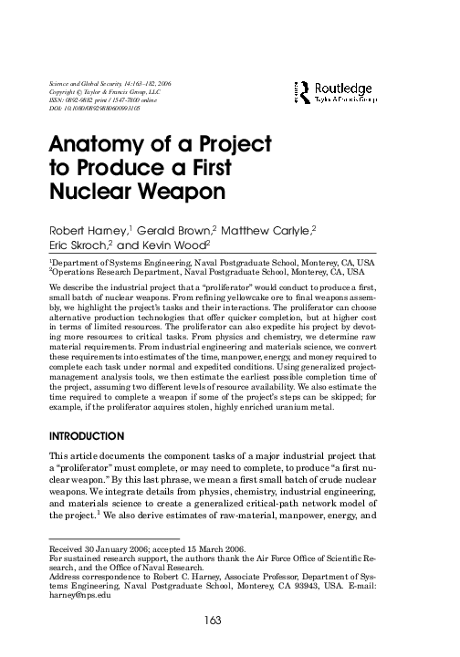 (PDF) Anatomy of a Project to Produce a First Nuclear Weapon