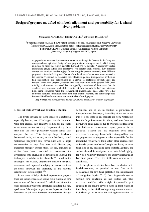 (PDF) Design of groynes modified with both alignment and permeability ...