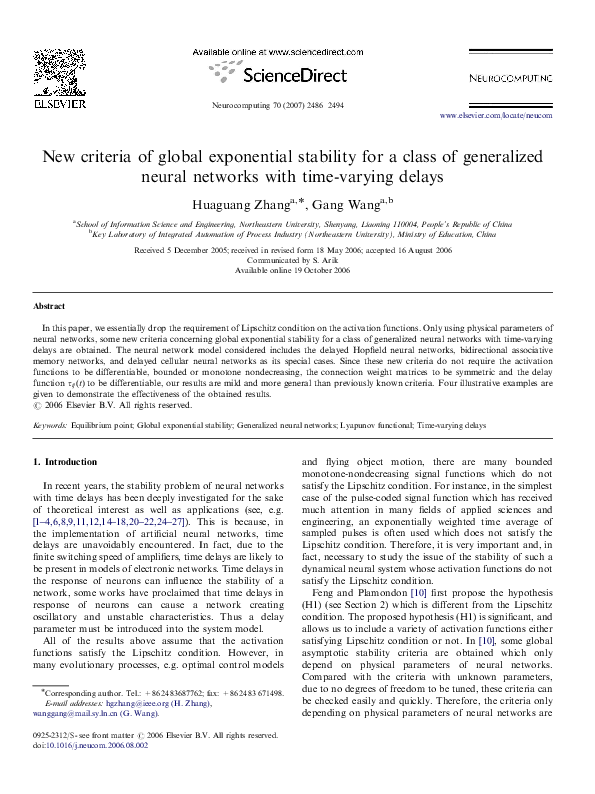 (PDF) New criteria of global exponential stability for a class of generalized neural networks ...