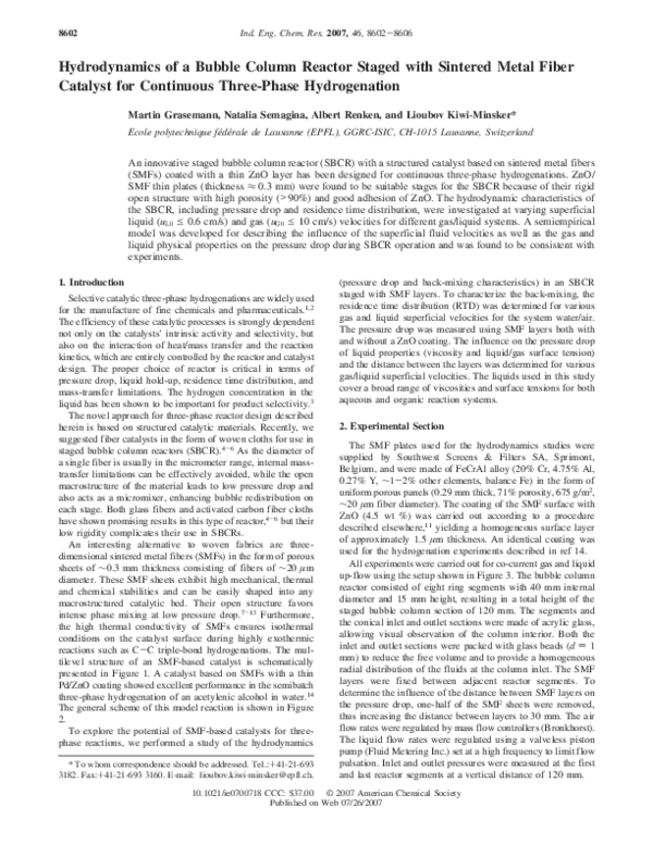 (PDF) Hydrodynamics of a Bubble Column Reactor Staged with Sintered Metal Fiber Catalyst for ...
