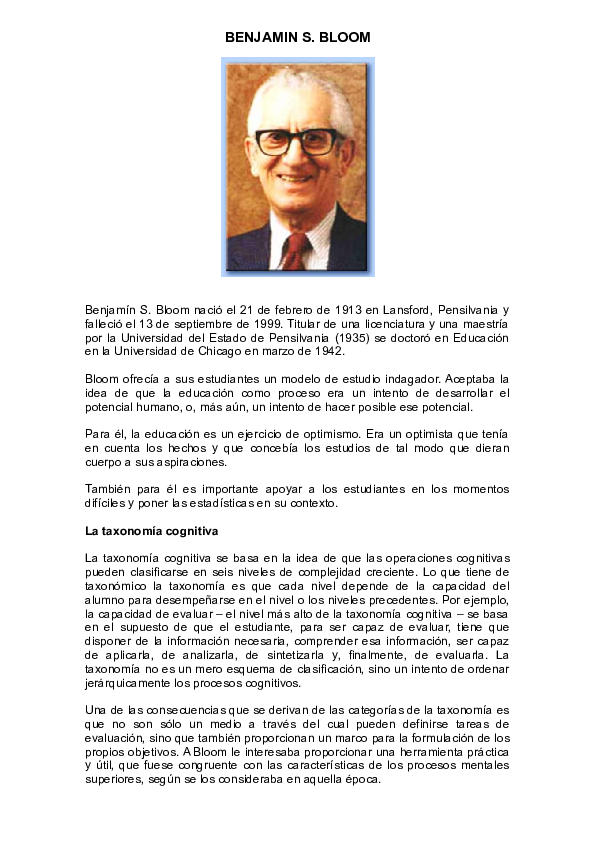 (DOC) BENJAMIN S. BLOOM