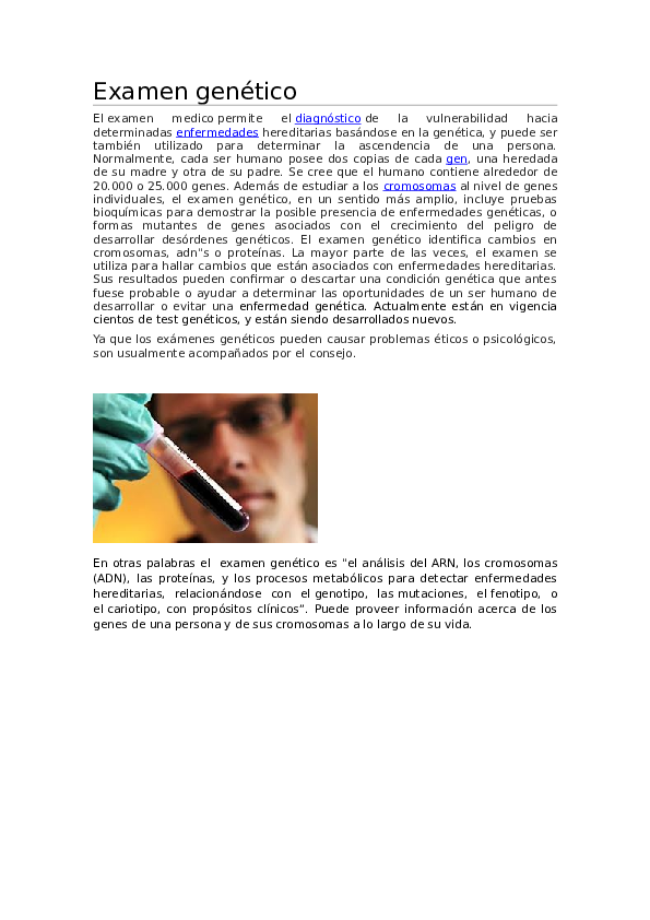 (DOC) Examen genético