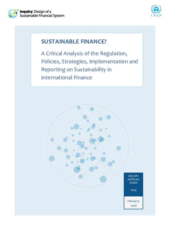 (PDF) Sustainable Finance? A Critical Analysis of the Regulation ...