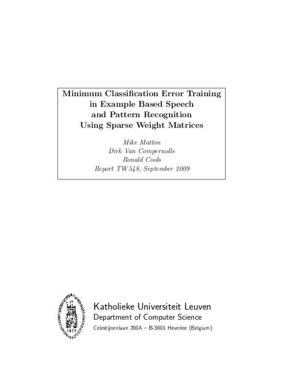 Pdf Minimum Classification Error Training In Example Based Speech And Pattern Recognition