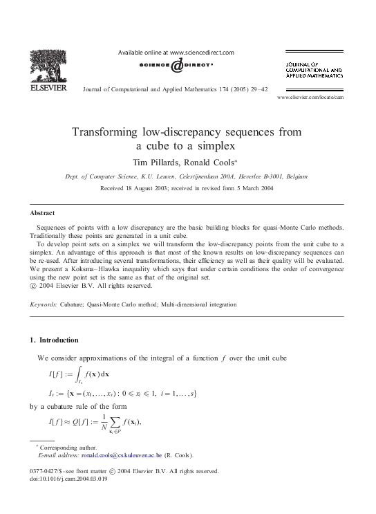 (PDF) Transforming low-discrepancy sequences from a cube to a simplex