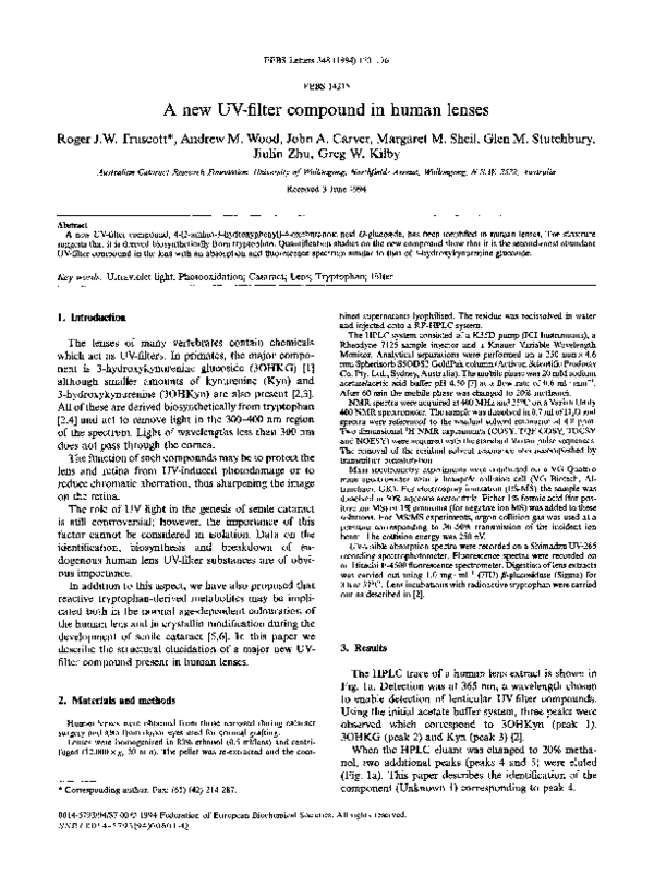 (PDF) A new UV-filter compound in human lenses