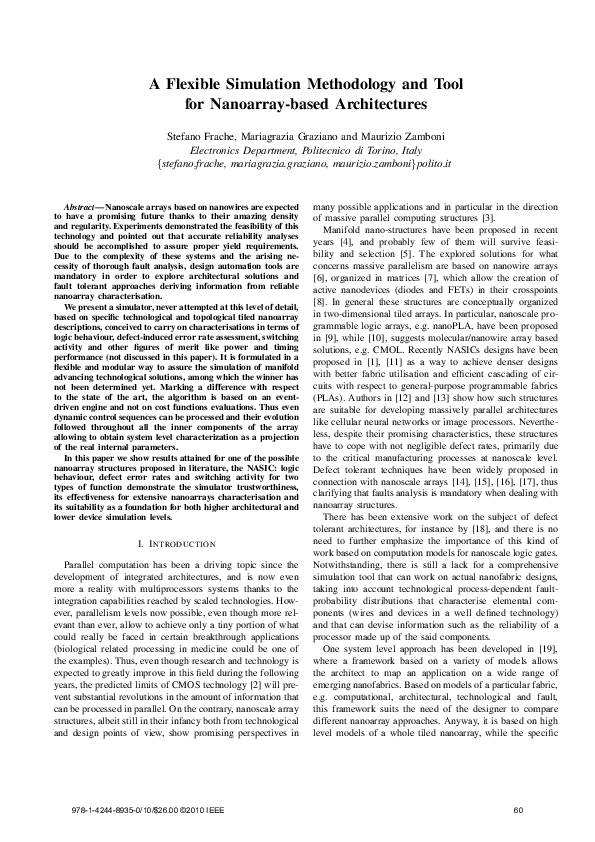 (PDF) A flexible simulation methodology and tool for nanoarray-based architectures | Stefano ...