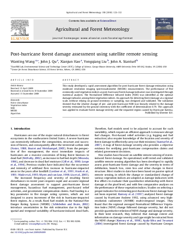 (PDF) Post-hurricane forest damage assessment using satellite remote ...