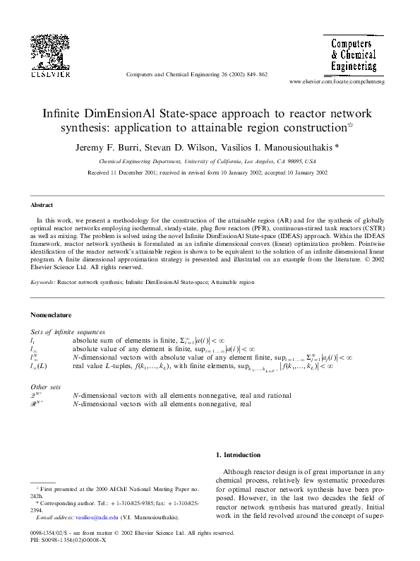(PDF) Identification of the attainable region for batch reactor networks | Larry Taylor ...