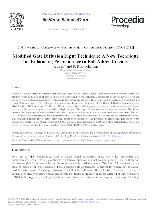 (PDF) Modified Gate Diffusion Input Technique: A New Technique for Enhancing Performance in Full ...