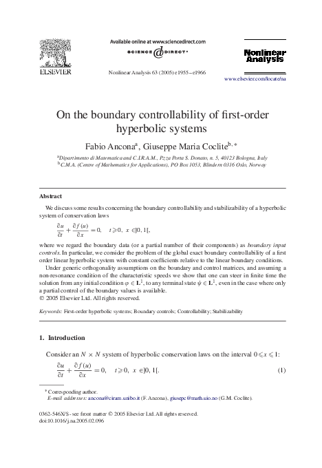 (PDF) On the boundary controllability of first-order hyperbolic systems