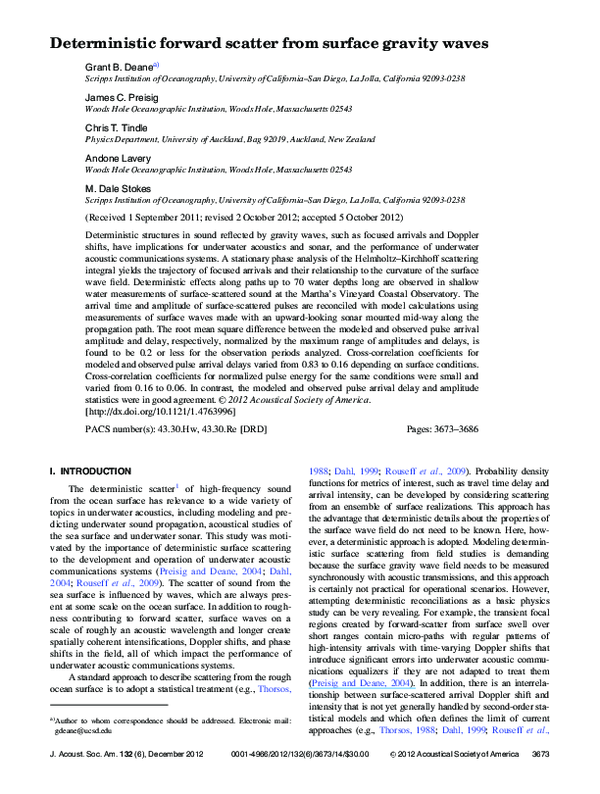 (PDF) Deterministic forward scatter from surface gravity waves
