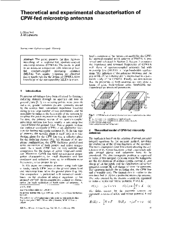 (PDF) Theoretical and experimental characterisation of CPW-fed ...