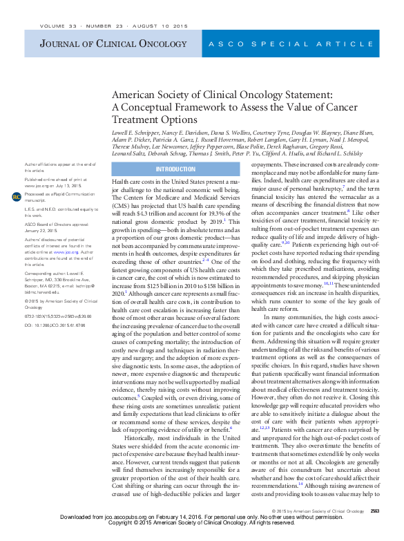 (PDF) American Society of Clinical Oncology Statement: A Conceptual ...