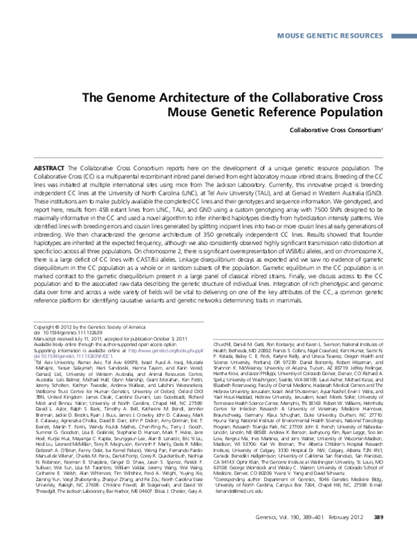 (PDF) The Genome Architecture of the Collaborative Cross Mouse Genetic ...