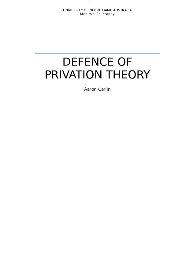 (DOC) Defence of Privation Theory