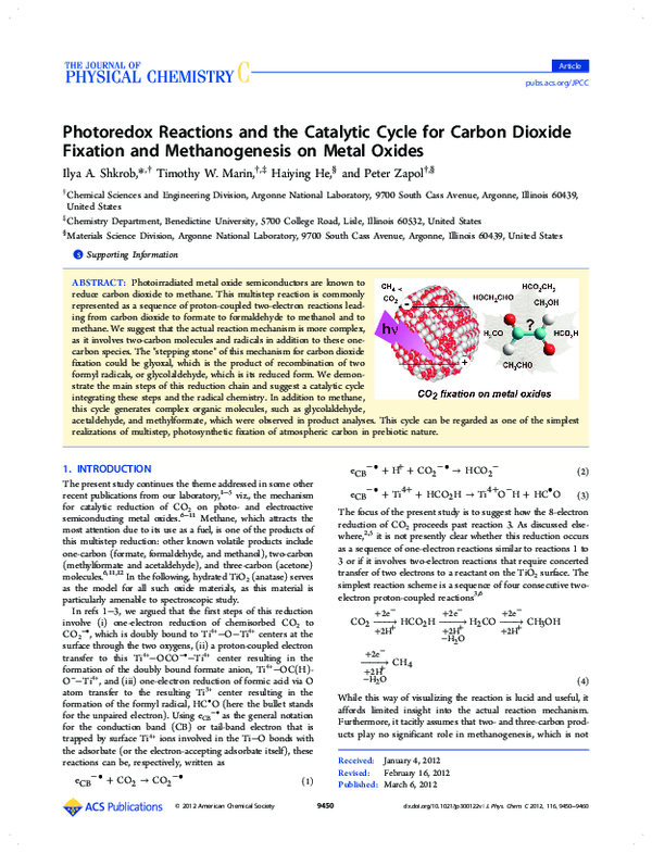 (PDF) Photoredox Reactions and the Catalytic Cycle for Carbon Dioxide ...