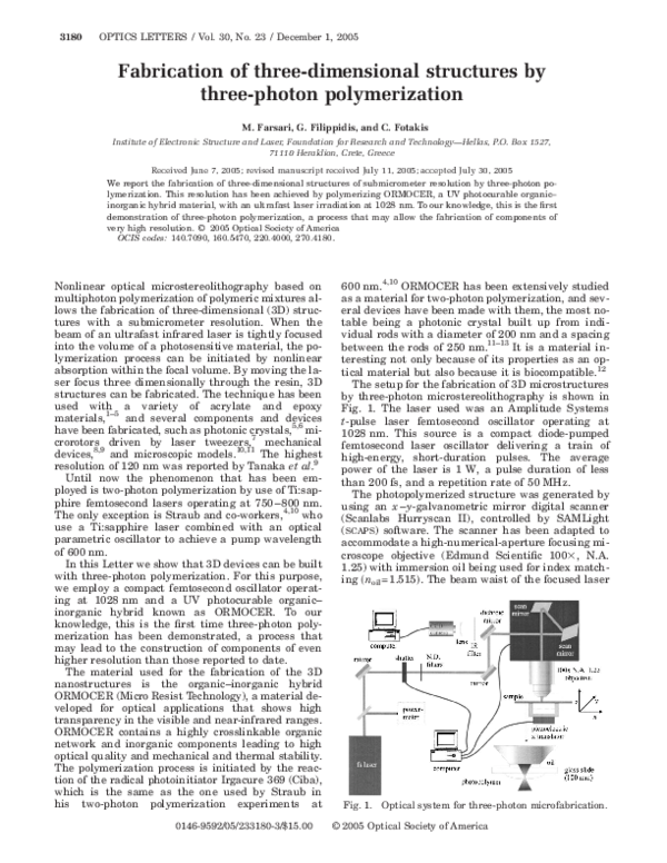 (PDF) 3D Structures by Three-Photon Polymerization