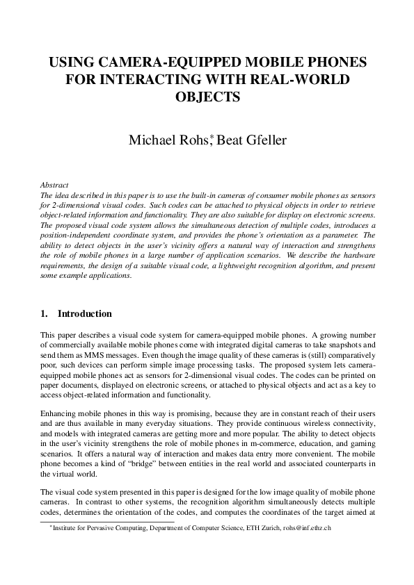 (PDF) Using camera-equipped mobile phones for interacting with real ...