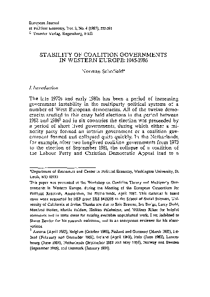 (PDF) Stability of coalition governments in Western Europe: 1945–1986