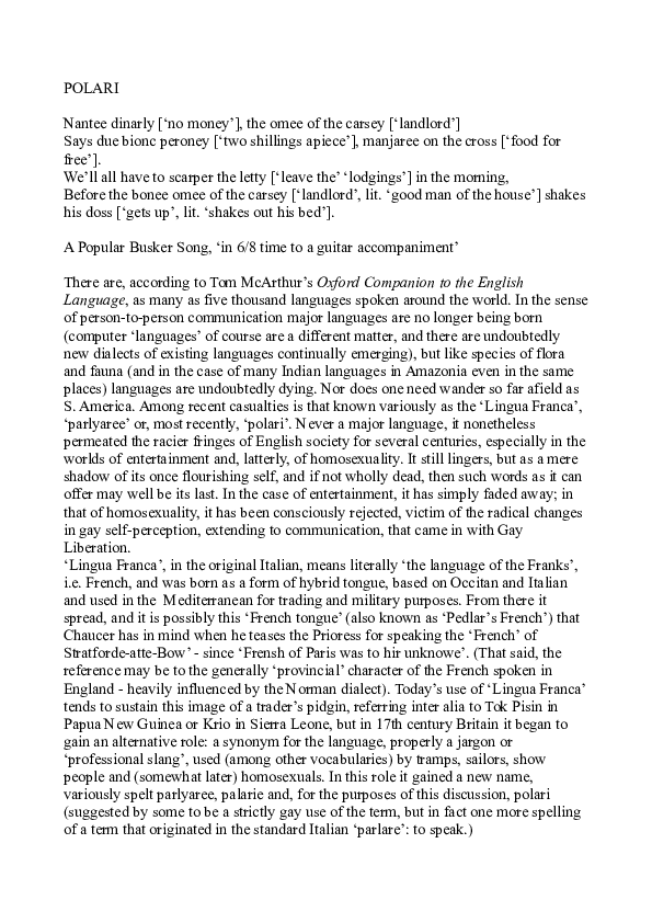 (DOC) Language: Polari