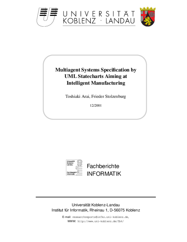 (PDF) Multiagent systems specification by UML statecharts aiming at intelligent manufacturing