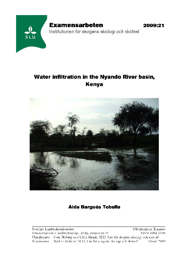 (PDF) Water infiltration in the Nyando River basin, Kenya