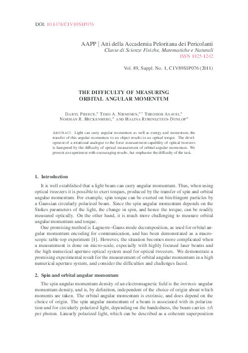 Pdf The Difficulty Of Measuring Orbital Angular Momentum Theodor