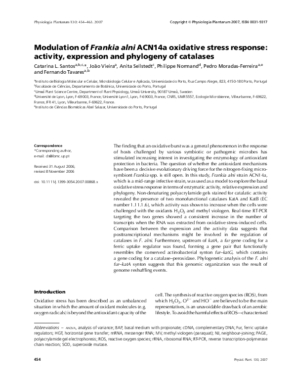 (PDF) Modulation of Frankia alni ACN14a oxidative stress response ...