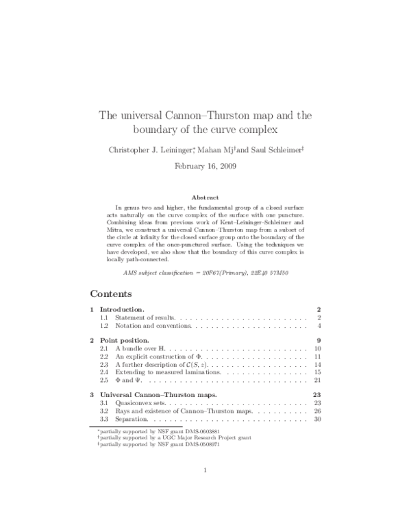 (PDF) The universal Cannon–Thurston map and the boundary of the curve ...