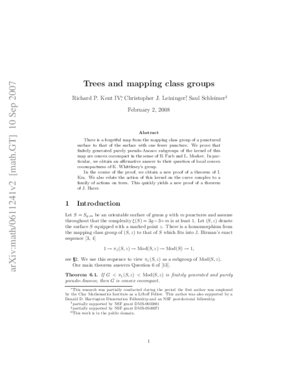 (PDF) Trees and mapping class groups