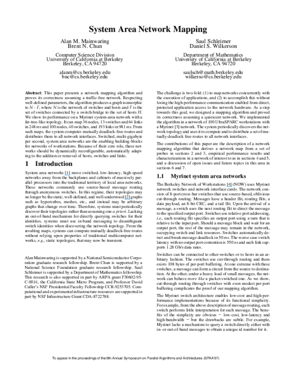 (PDF) System area network mapping