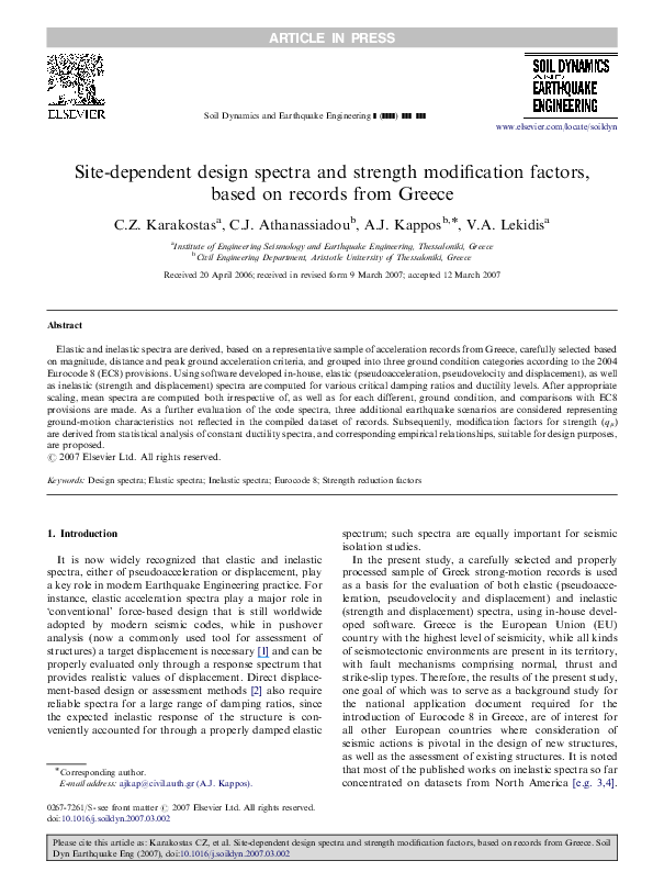 (PDF) Site-dependent design spectra and strength modification factors ...