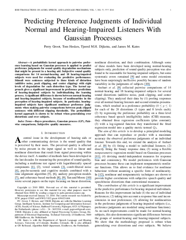 (PDF) Predicting Preference Judgments of Individual Normal and Hearing ...