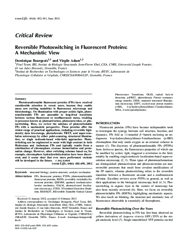 (PDF) Reversible photoswitching in fluorescent proteins: A mechanistic view