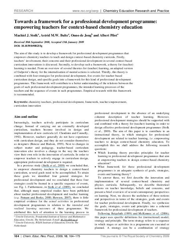 (PDF) Towards a framework for a professional development programme ...