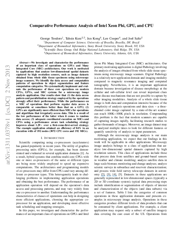 (PDF) Comparative Performance Analysis of Intel Xeon Phi, GPU, and CPU: A Case Study from ...