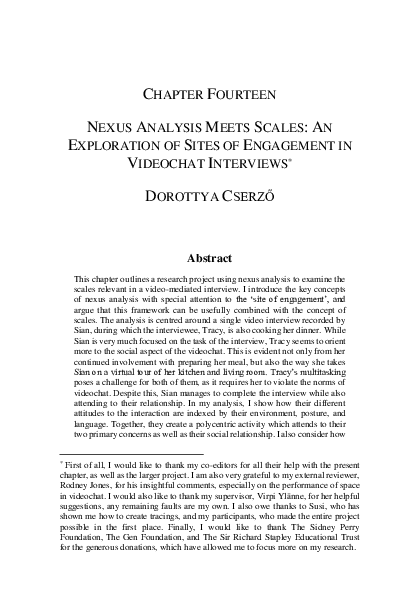 (PDF) Nexus analysis meets scales: An exploration of sites of ...