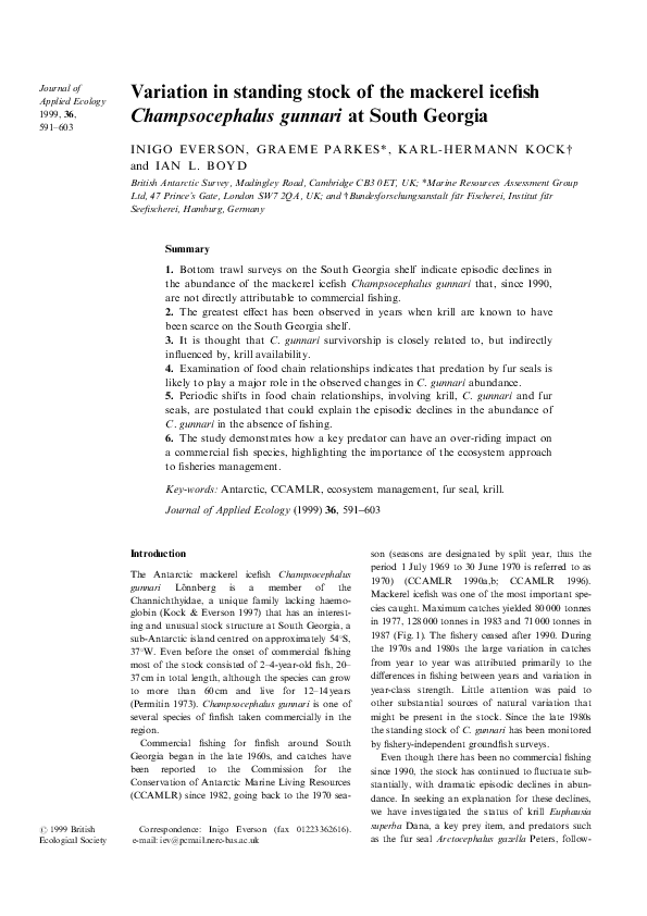 (PDF) Variation in standing stock of the mackerel icefish ...