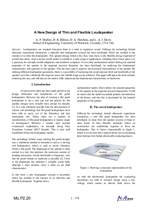 (PDF) A New Design of Thin and Flexible Loudspeaker