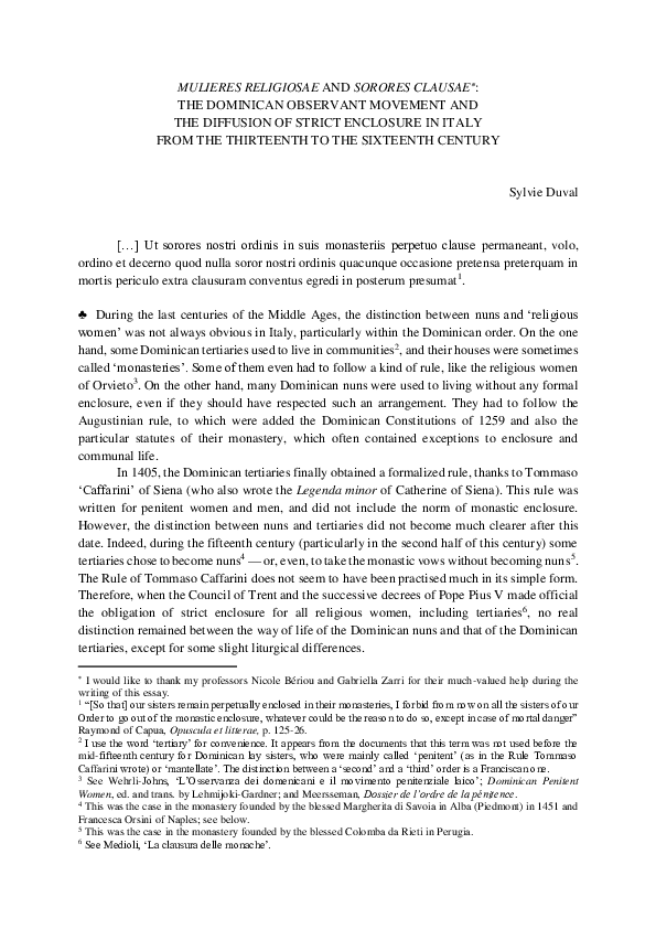 Mulieres religiosae et sorores clausae. The Dominican Observant ...