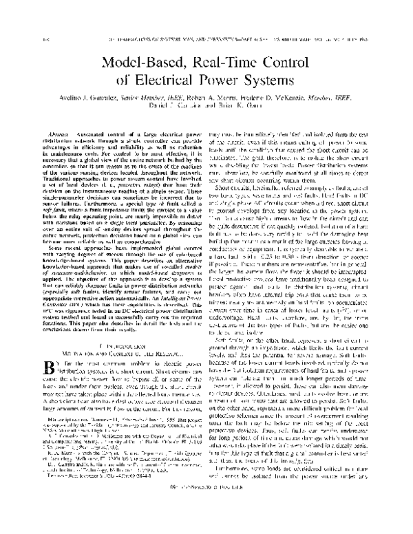 (PDF) Model-based, real-time control of electrical power systems