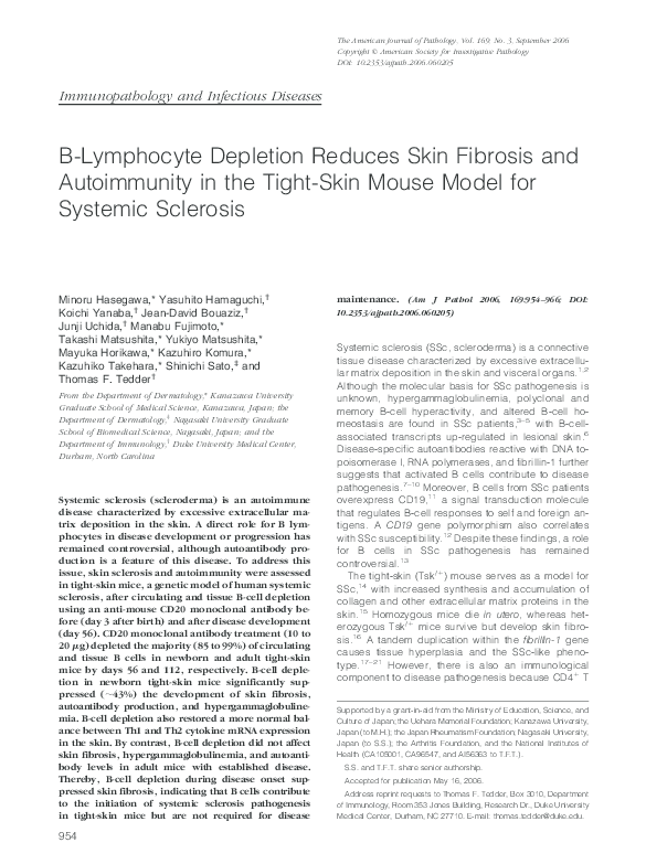 (PDF) B-Lymphocyte Depletion Reduces Skin Fibrosis and Autoimmunity in ...