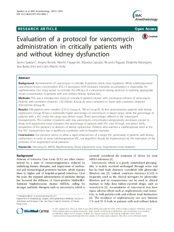 (PDF) Evaluation of a protocol for vancomycin administration in ...