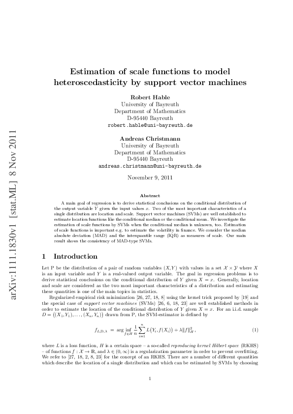(PDF) Estimation of scale functions to model heteroscedasticity by regularised kernel-based ...