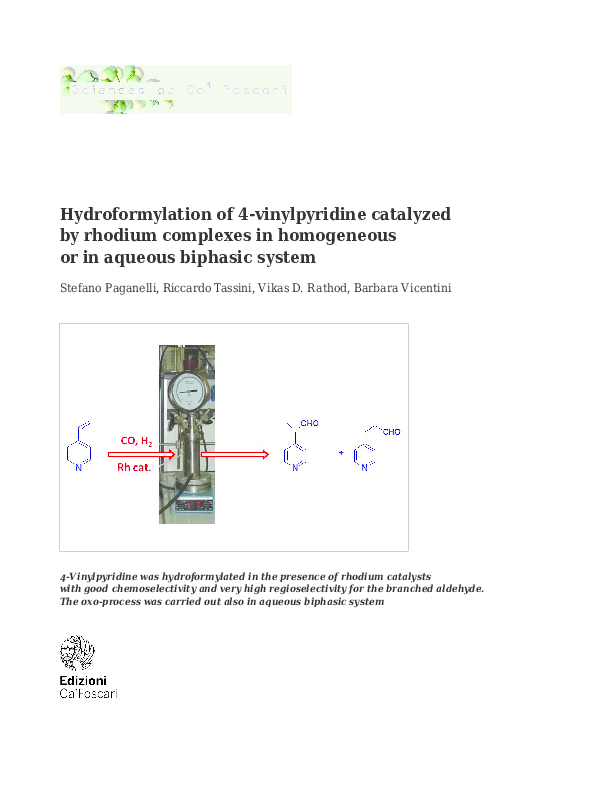 (PDF) Hydroformylation of 4-vinylpyridine catalyzed by rhodium ...