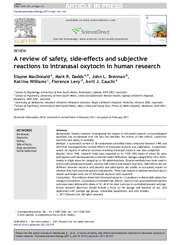 (PDF) A review of safety, side-effects and subjective reactions to ...